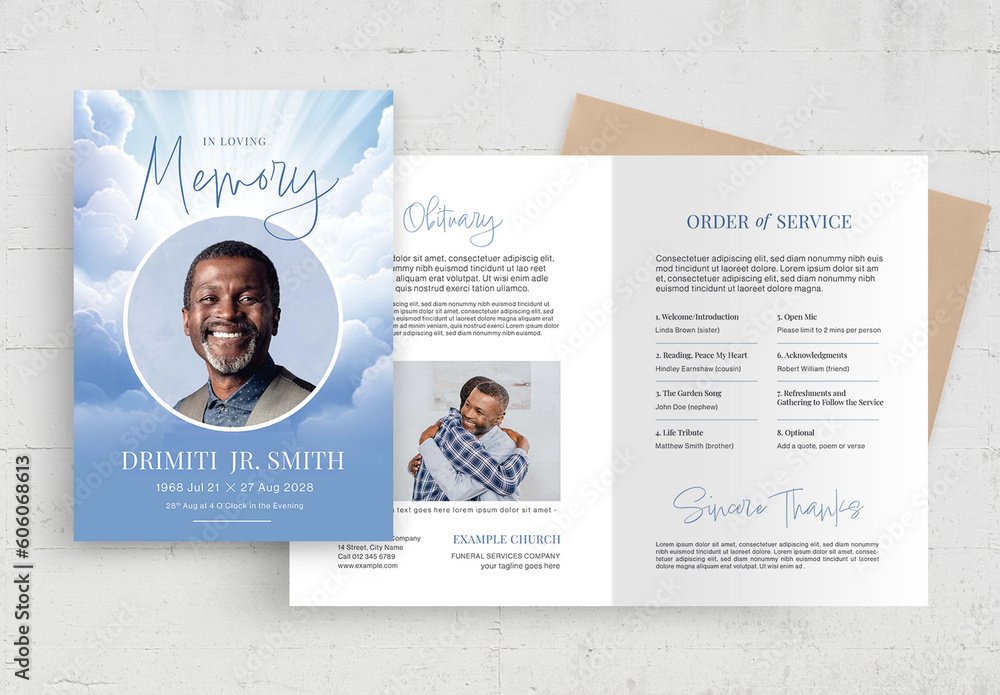 Funeral Program Layout Stock Template | Adobe Stock