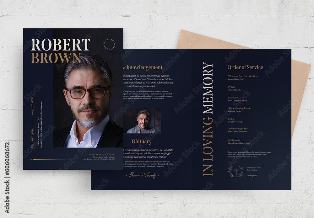 Modern Funeral Program Layout Stock Template | Adobe Stock