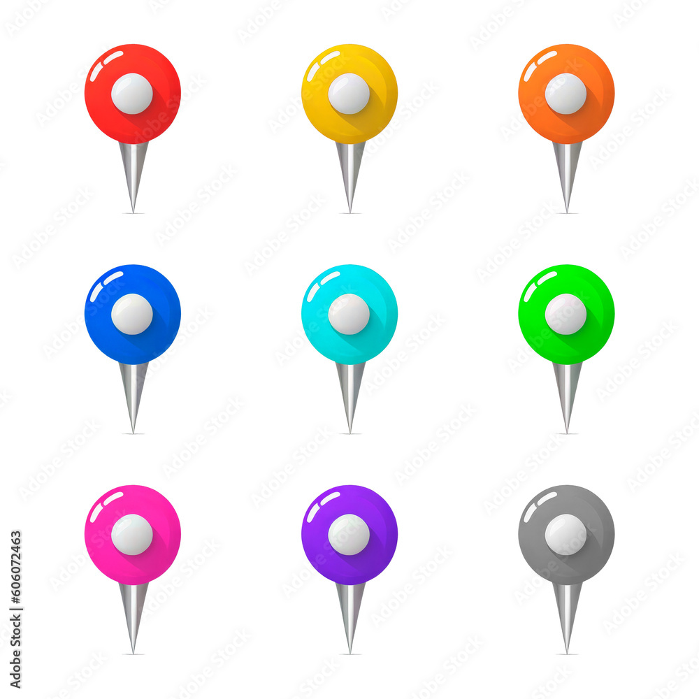 set of colorful map pointers with pins isolated on a transparent background. Generative AI Stock ...