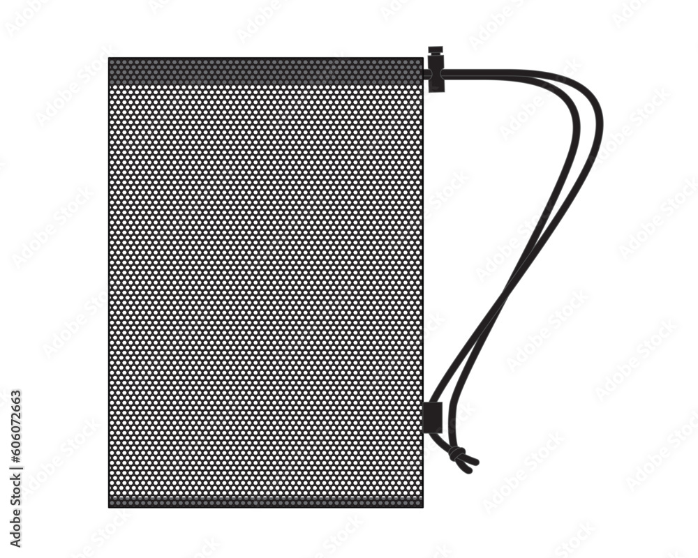 Black Mesh Drawstring Bag Template On White Background, Vector File ...