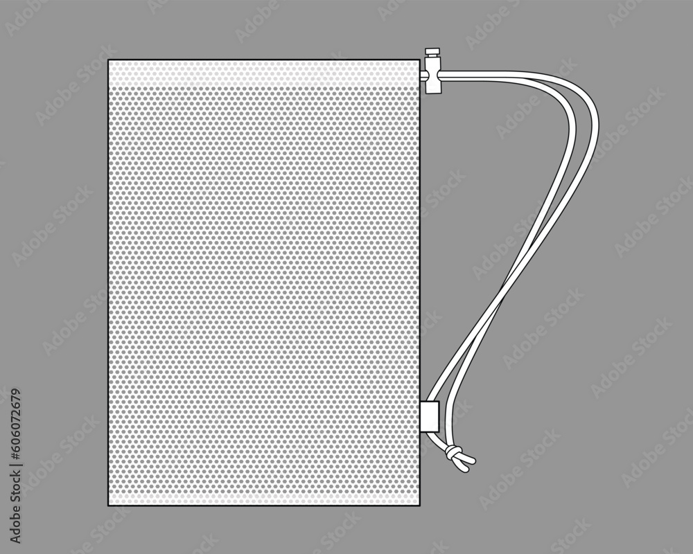 White Mesh Drawstring Bag Template On Gray Background, Vector File ...