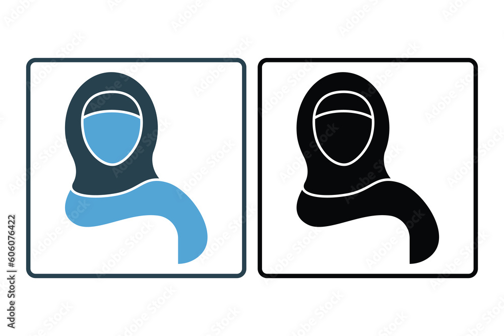 Saudi arab woman icon. middle eastern woman in head scarf, hijab ...