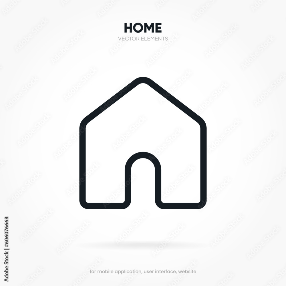 Minimal modern home, homepage, base, main page, house push button icon ...
