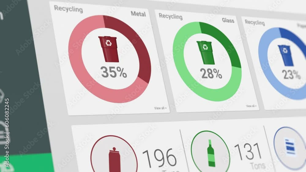 Waste and recycling, waste management tracking, dashboard with graphs ...