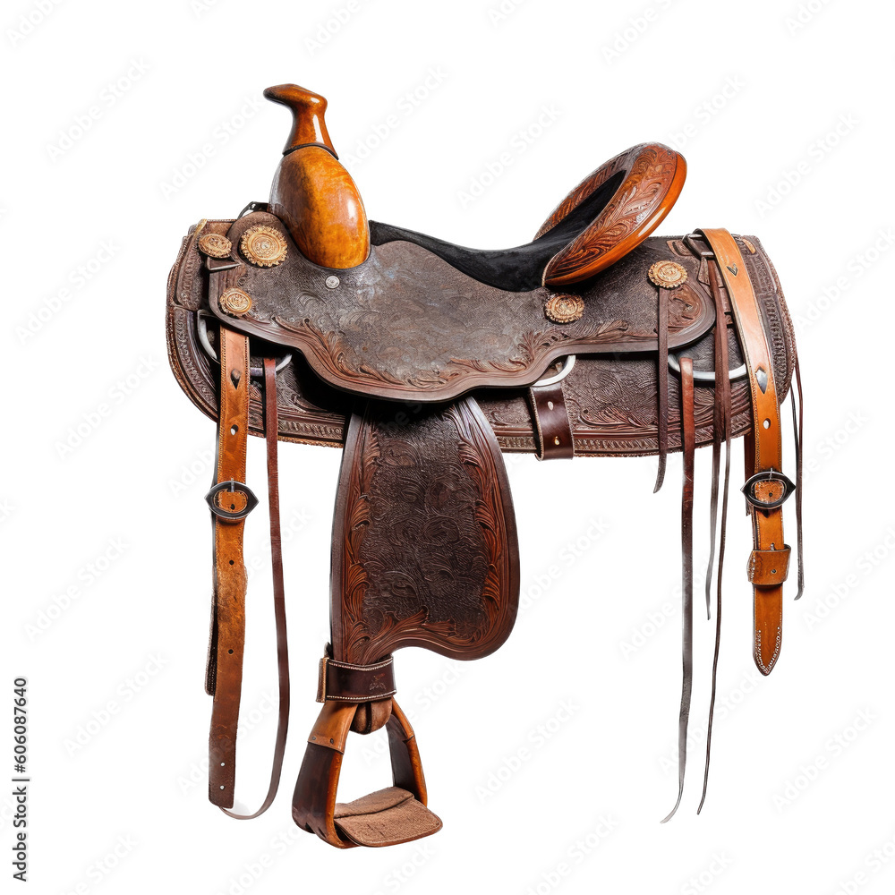 an authentic Western saddle with Latigo leather and various color ...