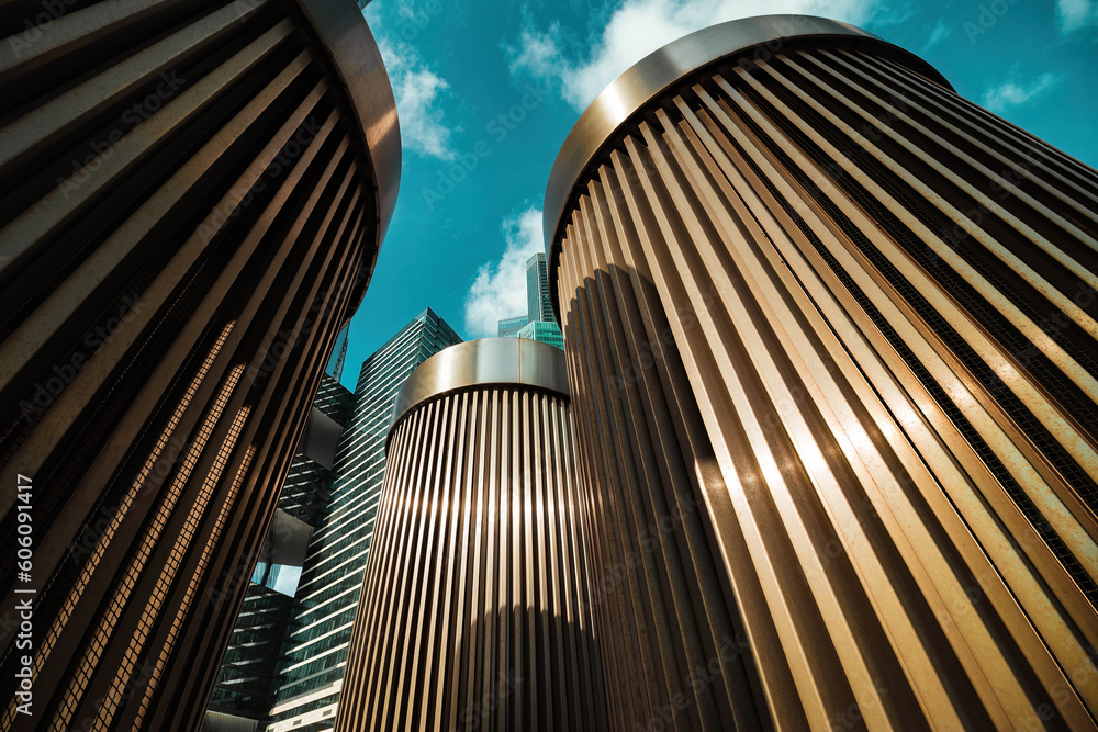 Air ventilation system of a modern buildings. Metal pipes for air exit ...