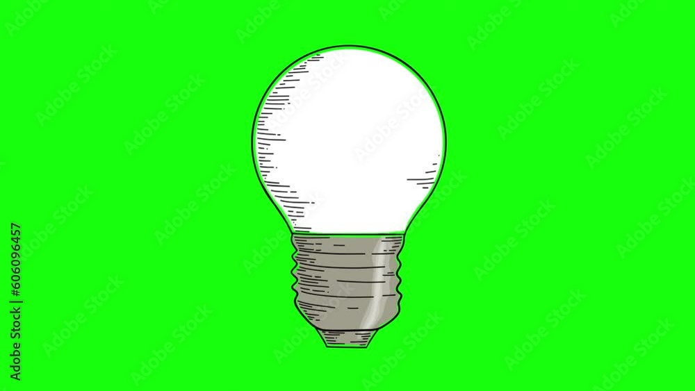 Animated Hand Drawn Light Bulb Gif Isolated on Green Chroma Key ...