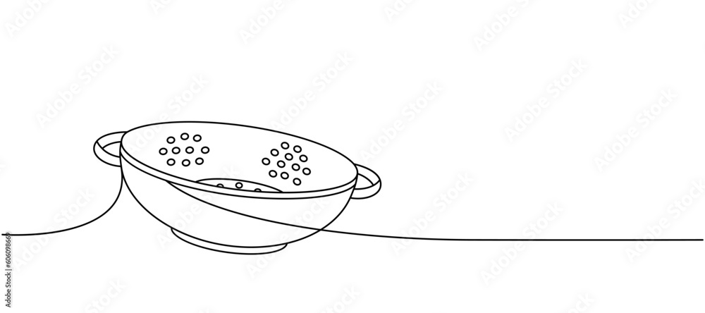 Sieve, colander one line continuous drawing. Kitchen tools continuous ...