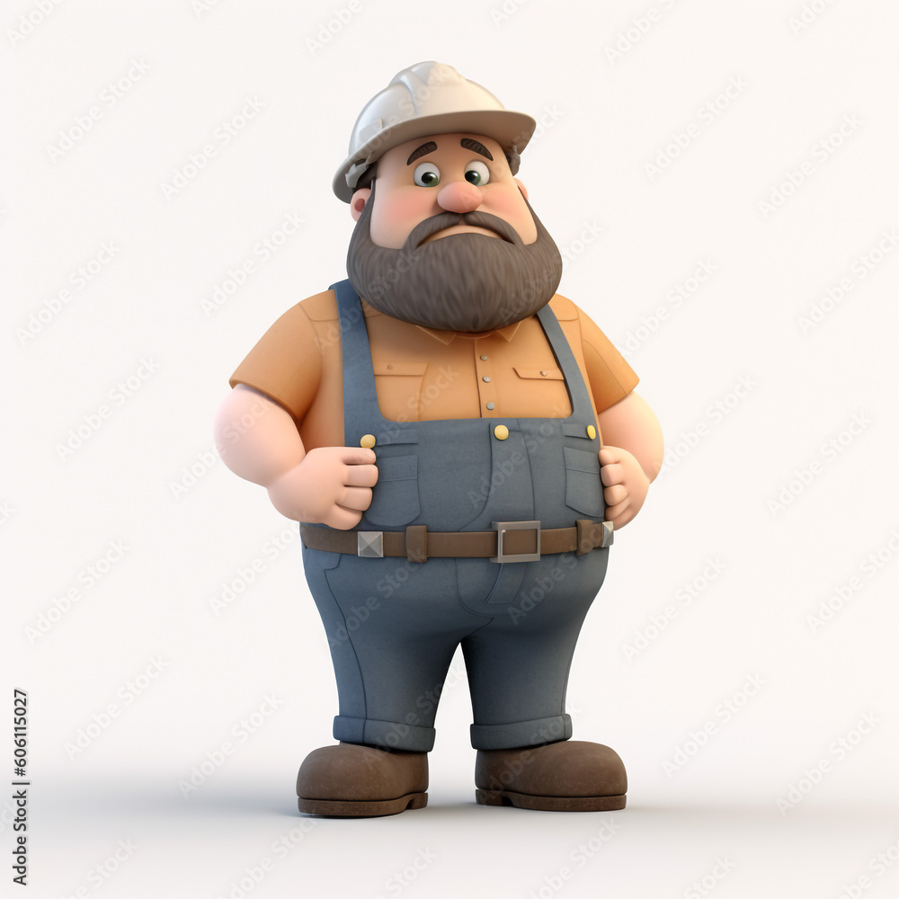 Cartoon 3d character of construction worker created with generative AI ...