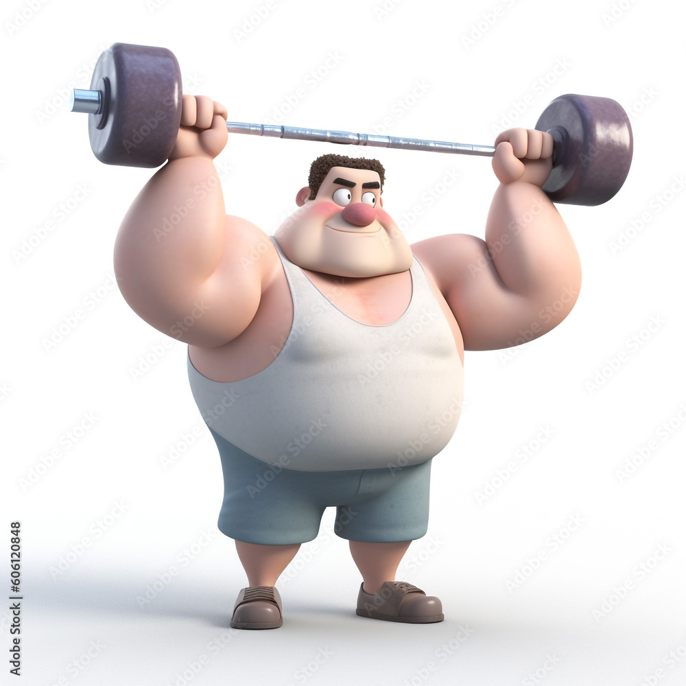 Cartoon 3d of body builder lifting weight created with generative AI ...