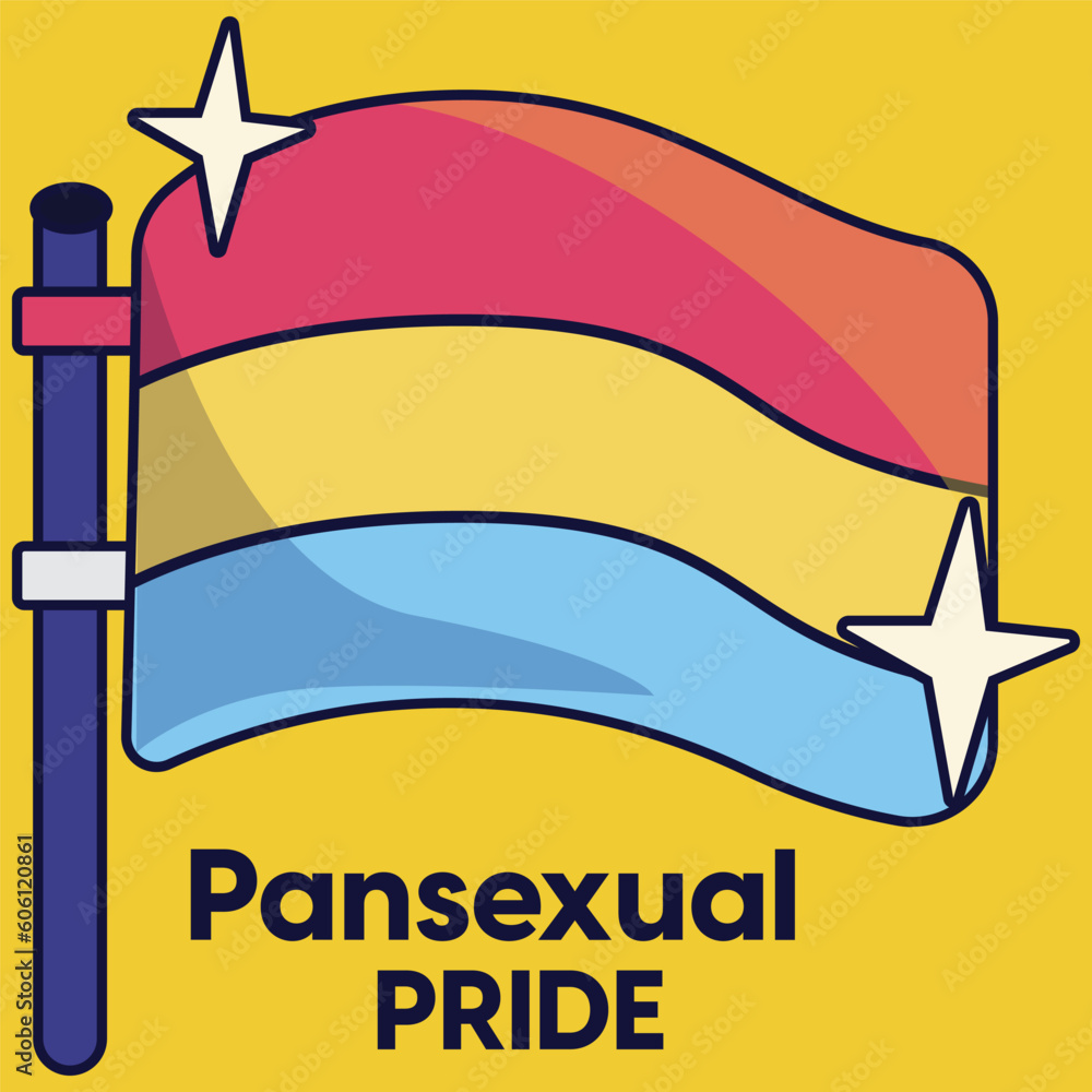 Pansexual Pride Day Vector Waving Pansexual Flag Shape Icon Vector Lgbt Design Element
