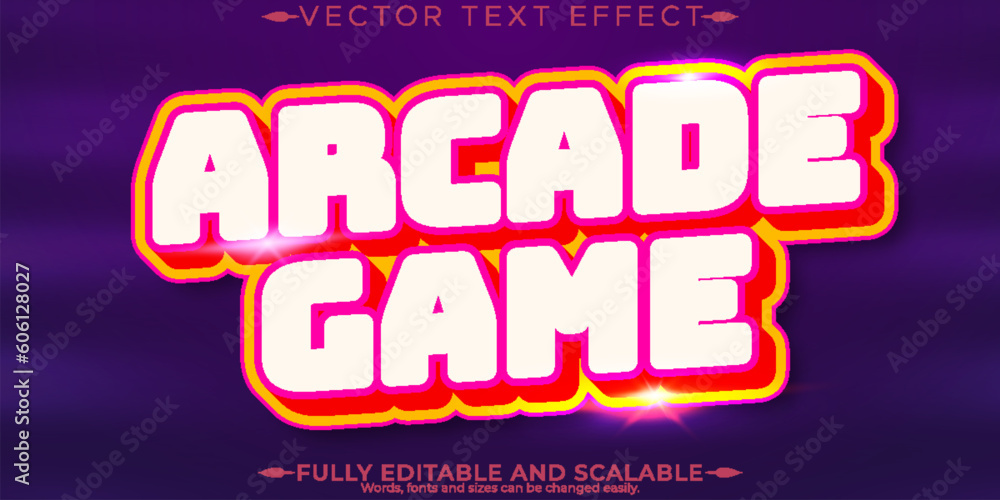Arcade text effect, editable pixel and retro text style Stock Vector ...