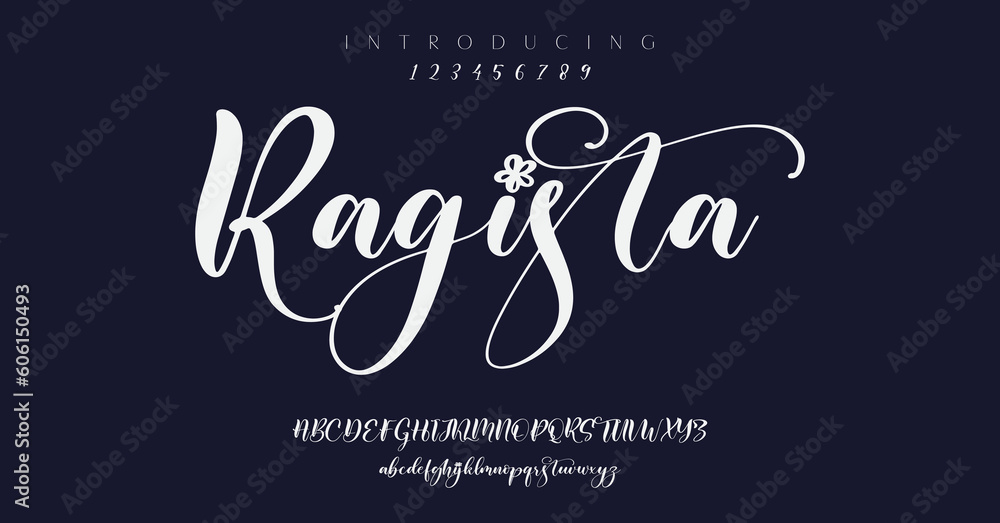 Luxury wedding alphabet letters font with tails typography elegant ...