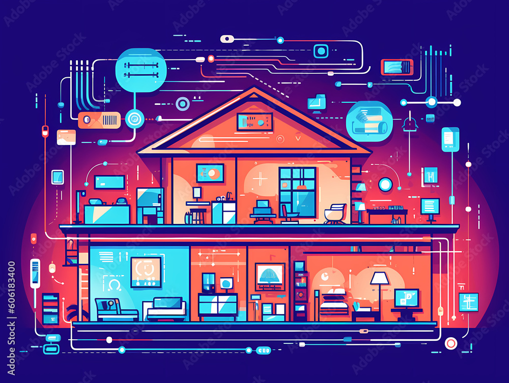 the interconnected world of intelligent devices ai generated Stock ...