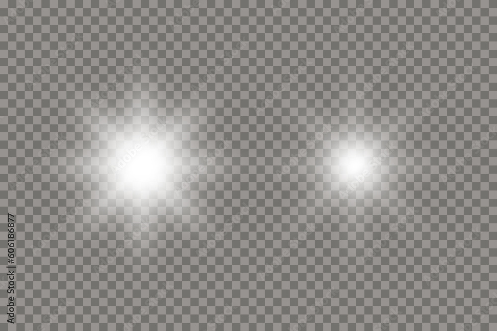 Big white bright star on transparent background. Transparent shine ...