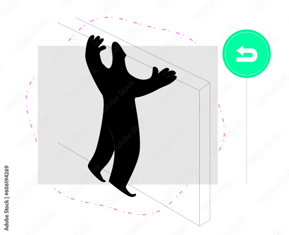Person looking behind a wall, symbolic vector illustration about ...