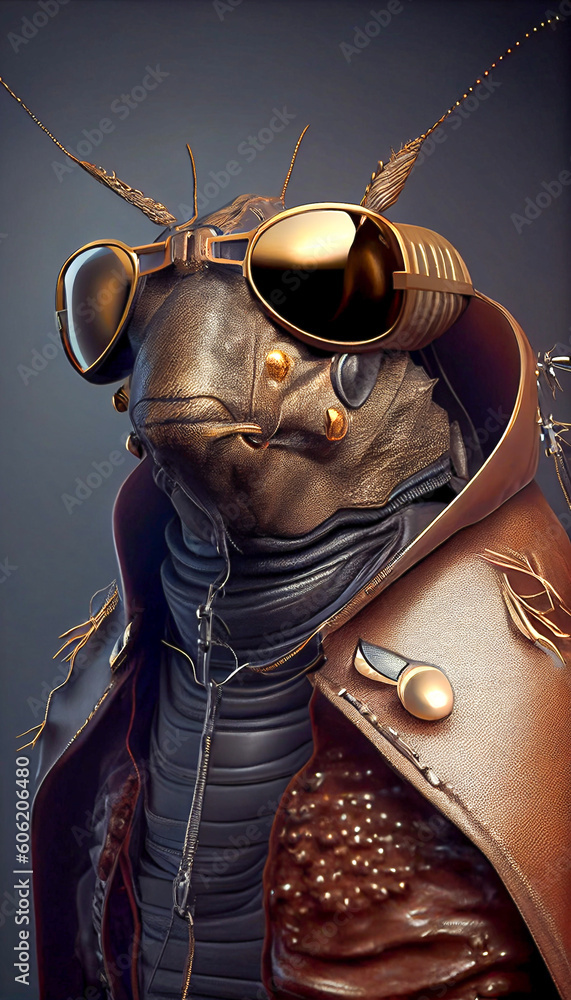 Generative AI abstract render of a gangsta cockroach Stock Illustration ...