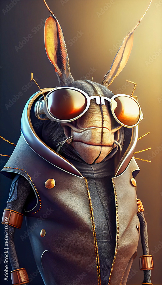 Generative AI abstract render of a gangsta cockroach Stock-Illustration ...