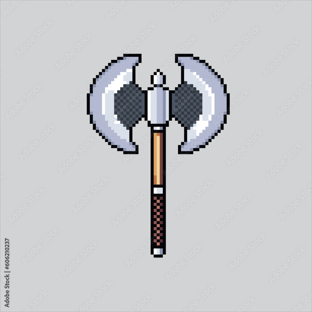 pixel art axe. strong lumberjack axe pixelated design for logo, web ...