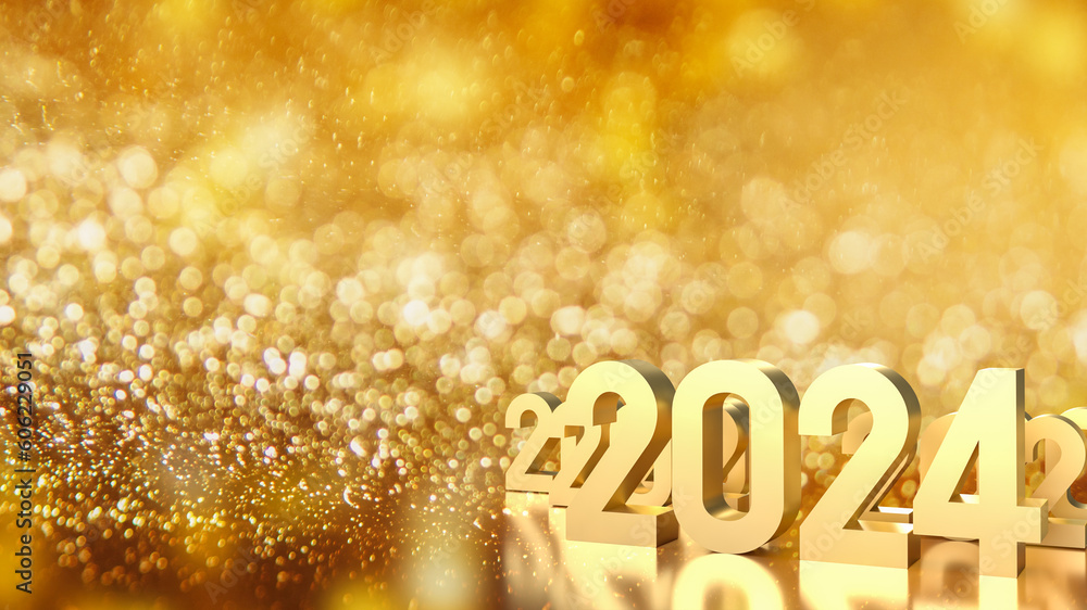 The gold number 2024 on Bokeh Background for year content 3d rendering ...
