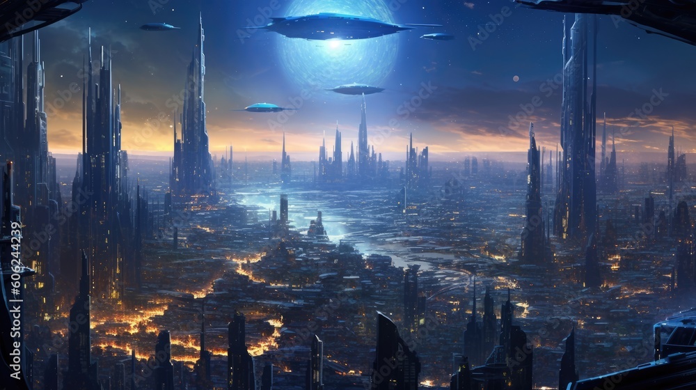 Futuristic Advanced Alien Civilization, Concept Art, Digital ...