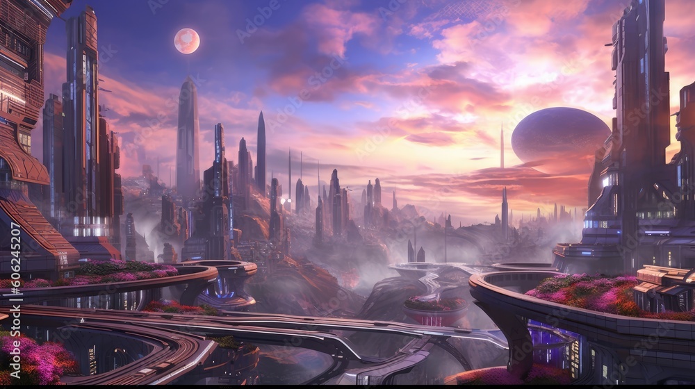 Futuristic Advanced Alien Civilization, Concept Art, Digital ...