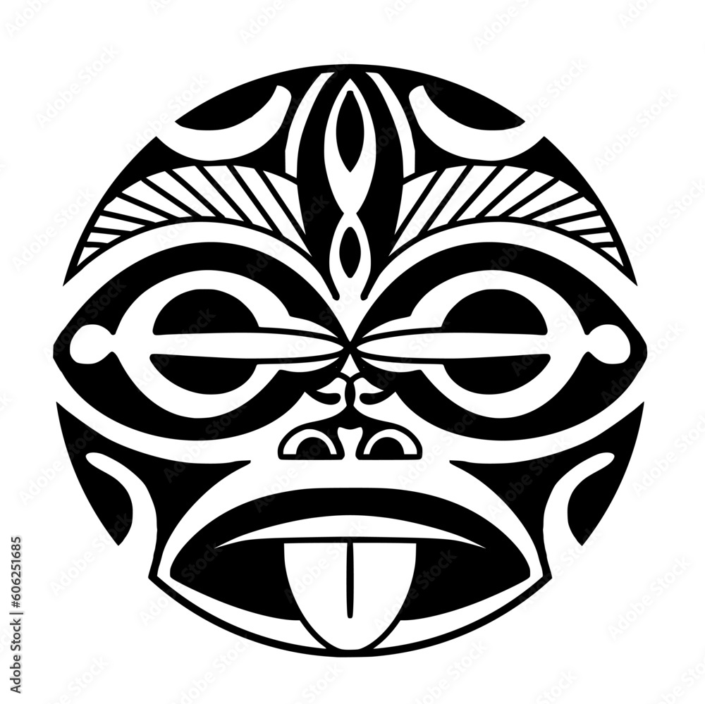 Polynesian sun face maori tattoo style. Pattern aboriginal samoan ...
