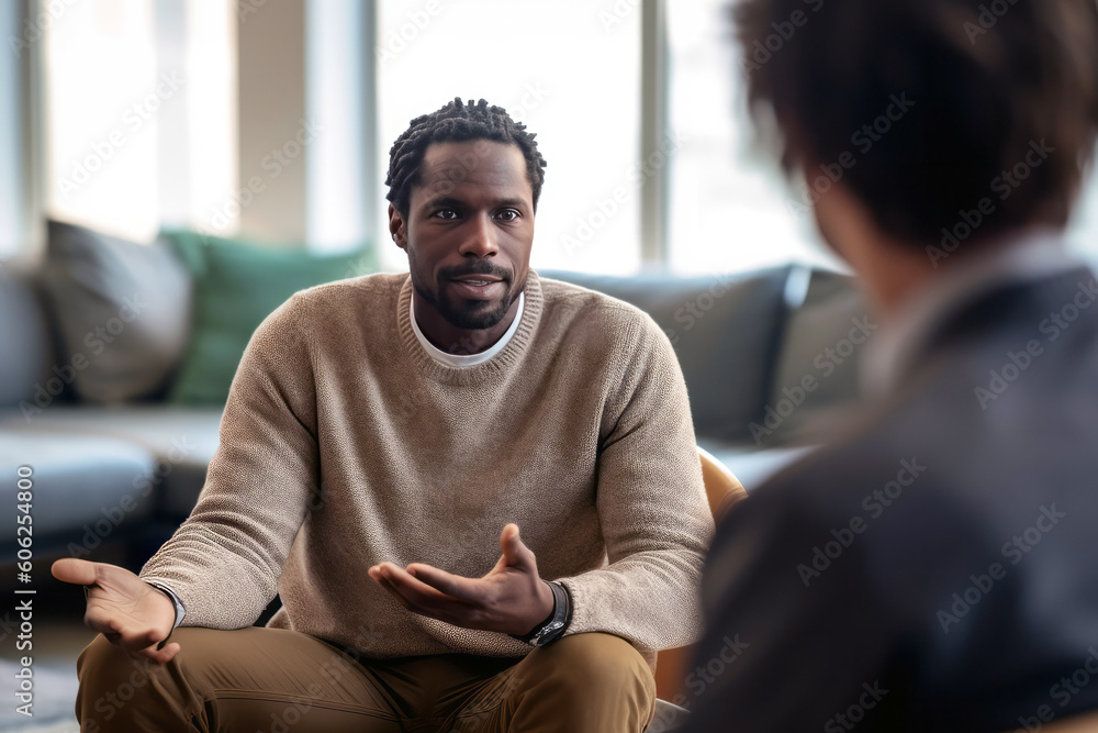 Male counselor demonstrating empathy during a breakthrough session with ...