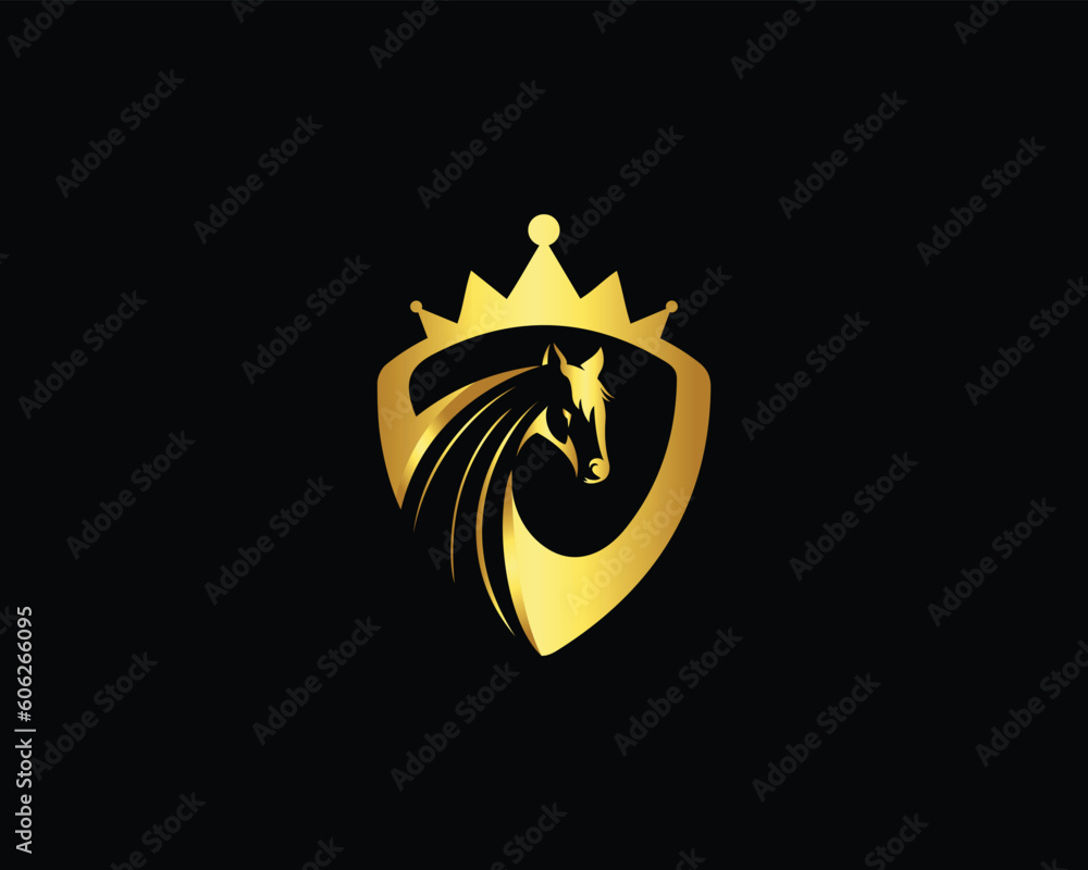 Gold Royal Horse Crown Logo Symbol Premium Vector Icon Template. Luxury ...