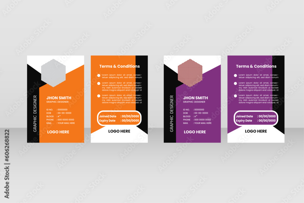 Id Card Template for Your Office Use Horizontal and Vatical Design. Id ...