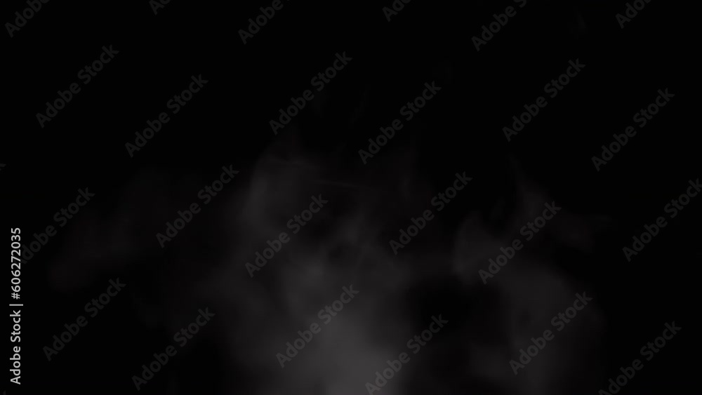 Rising Blurred White Clouds of Steam, Smoke, Icy Thick Fog on a Black ...