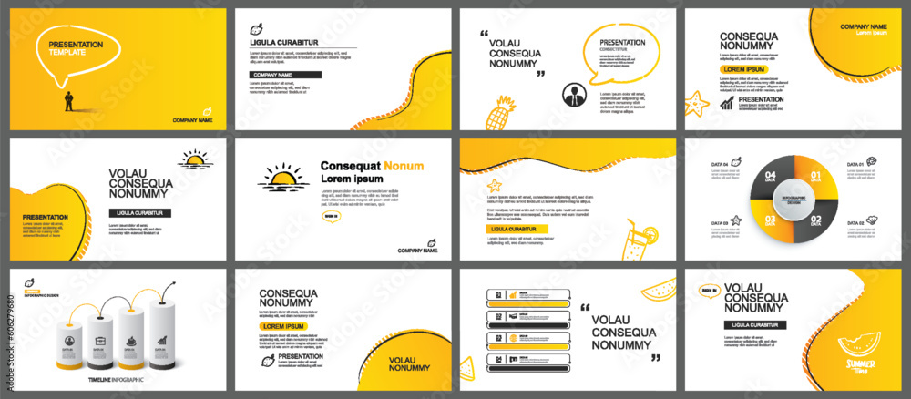 Presentation and slide layout background. Design yellow color summer ...
