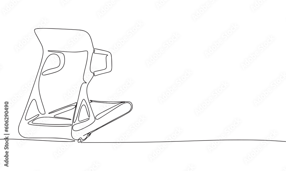 Treadmill isolated on white background. One line continuous sport ...