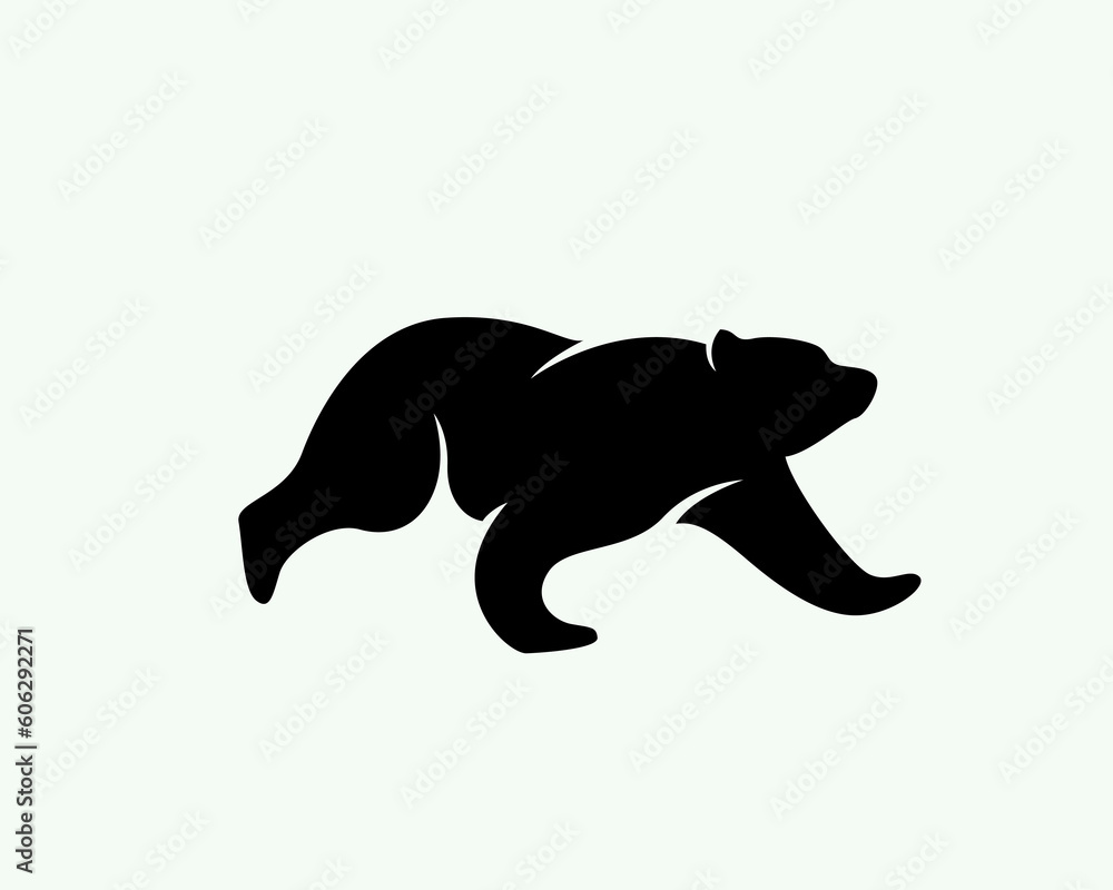 black white silhouette run bear logo symbol design template ...