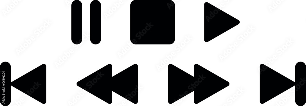 Set of media player button icons.Play and pause buttons,video audio ...
