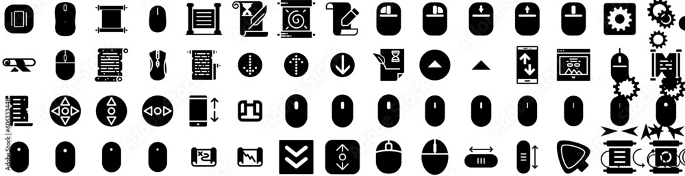 Set Of Scroll Icons Isolated Silhouette Solid Icon With Scroll, Paper ...