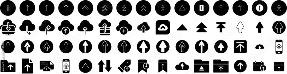 Set Of Upload Icons Isolated Silhouette Solid Icon With Upload ...