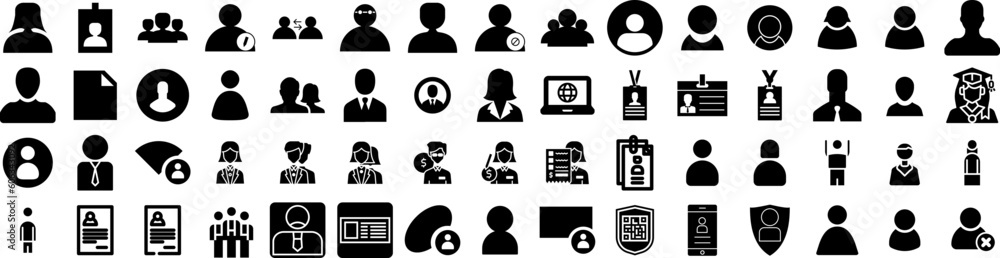 Set Of Profile Icons Isolated Silhouette Solid Icon With Illustration ...