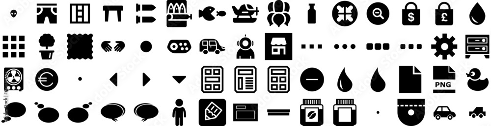 Set Of Small Icons Isolated Silhouette Solid Icon With Owner, People ...