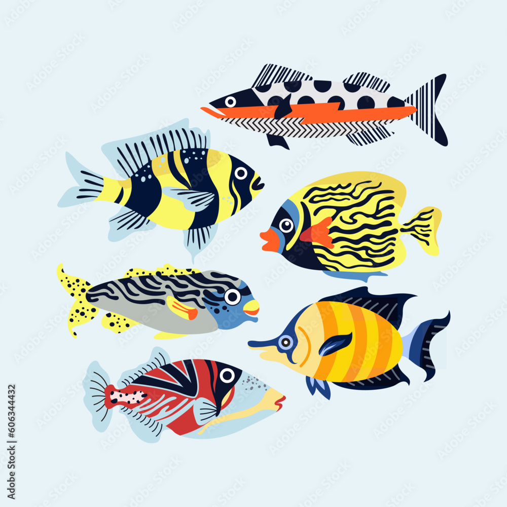 Fish illustration vector collection clip art colorful and playful ...