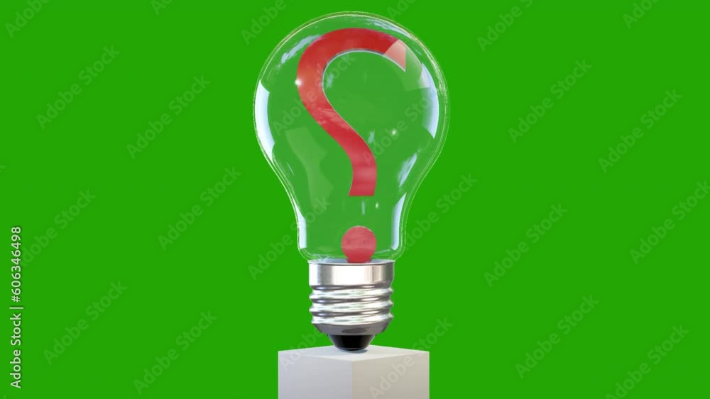 3D question mark revolving inside of a classic lightbulb, loop, Green ...