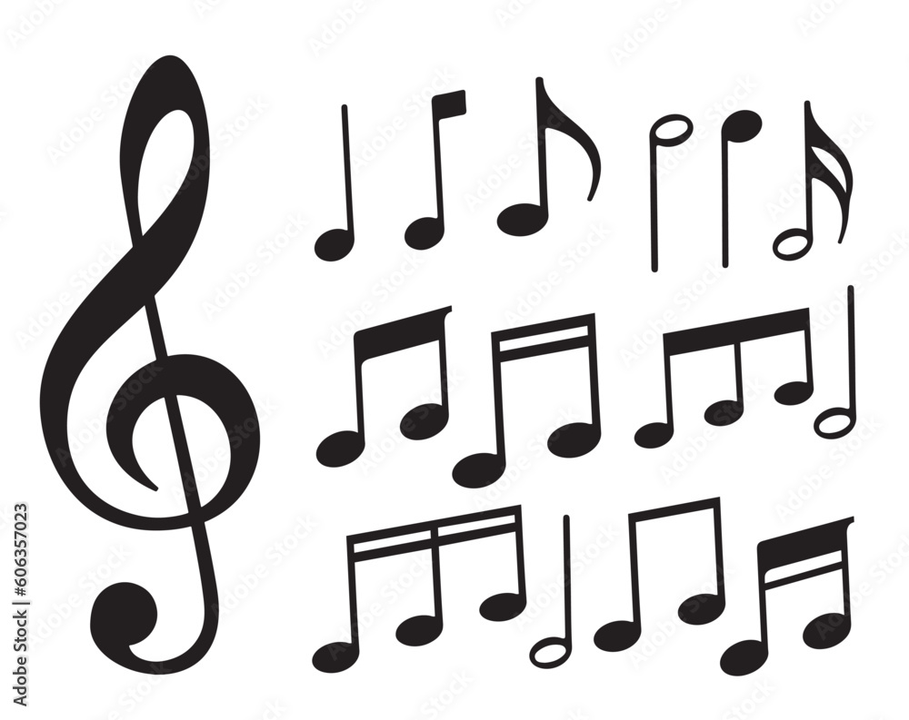 Collection of Music notes icon set. Musical key signs. symbol, piano ...