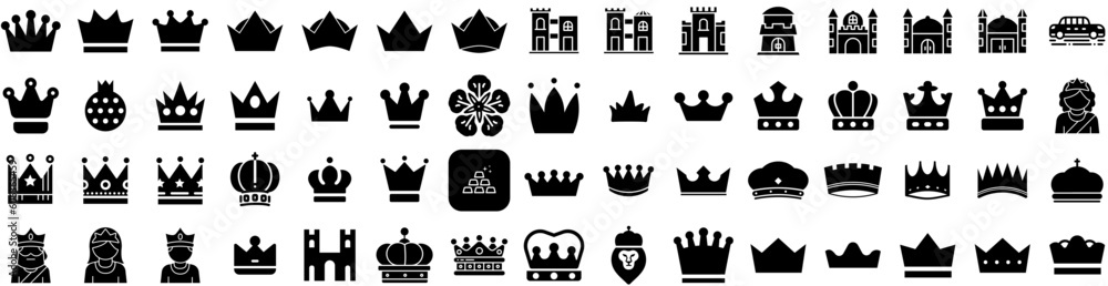 Set Of Royal Icons Isolated Silhouette Solid Icon With Royal, Vector ...