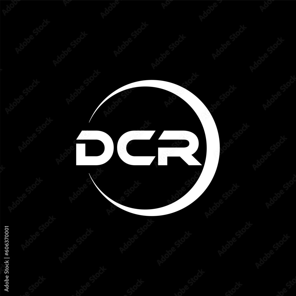 DCR letter logo design with black background in illustrator, cube logo ...