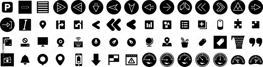 Set Of Indicator Icons Isolated Silhouette Solid Icon With Performance ...