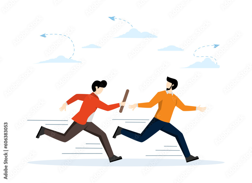 Passing the baton of business, handover of work or partnership and ...