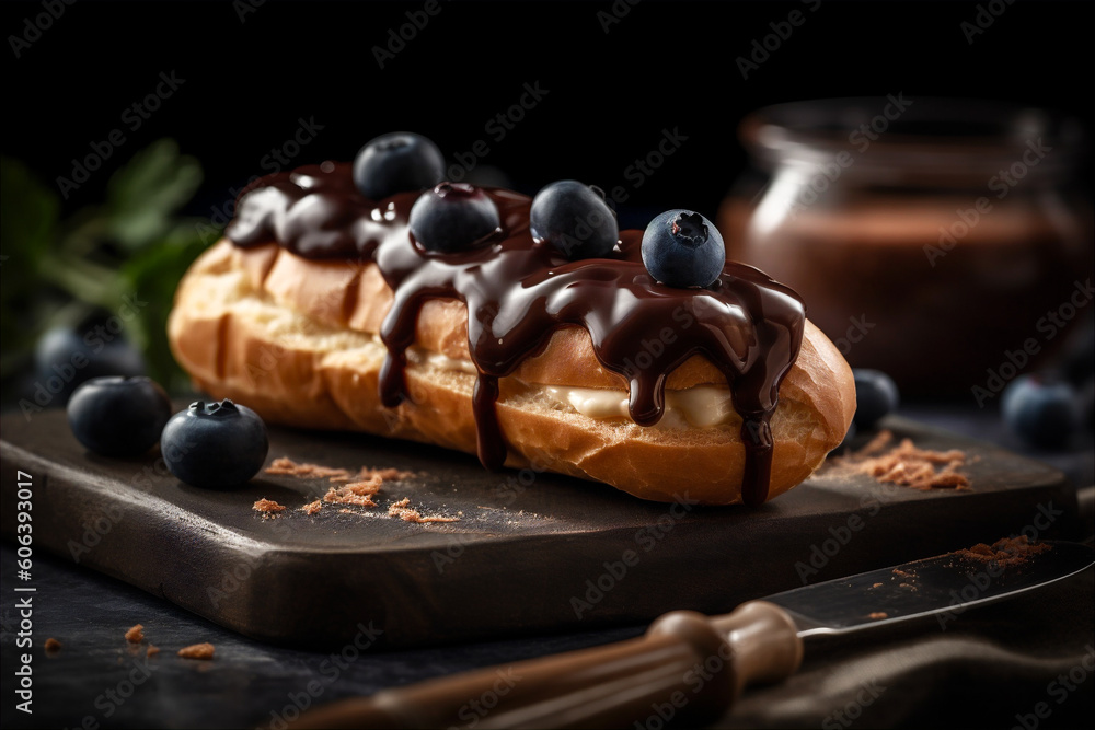 Decadent Delight: Tempting Eclair, a French Pastry Masterpiece. AI ...
