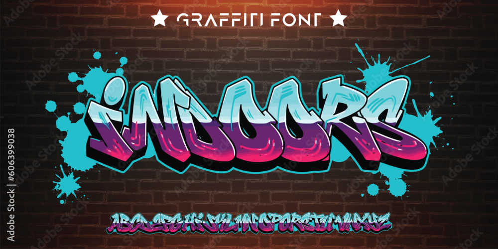 INDOORS Graffiti font text effect, spray and street text style Stock ...
