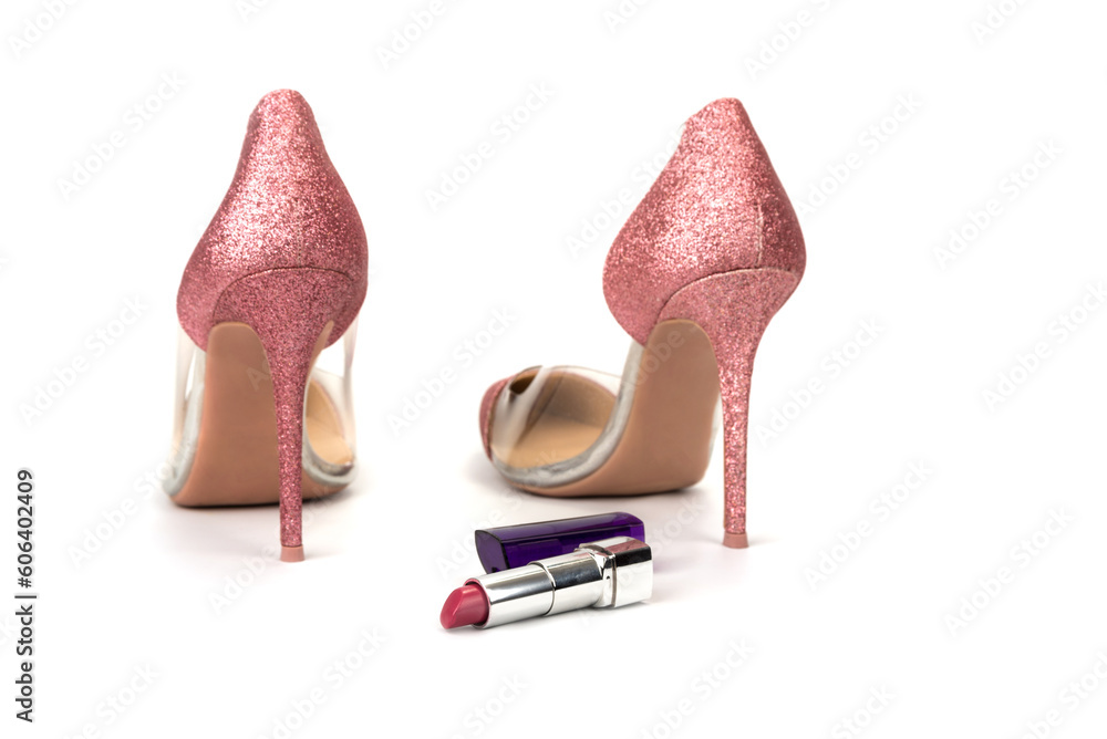 Gold digger woman weapons. High heels and lipstick Stock Photo | Adobe ...
