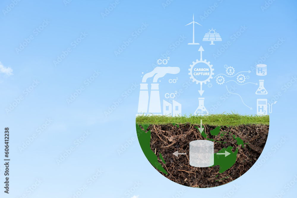 Carbon Capture, Utilization and Storage (CCUS) concept. Technology of ...